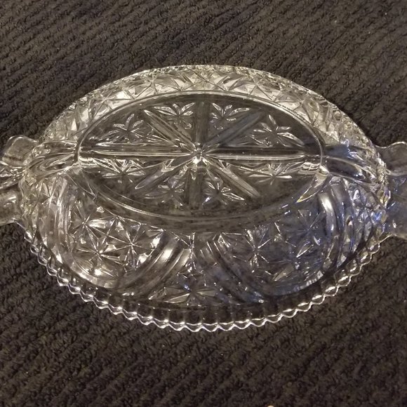 Kitchen | Vintage Crystal Cut Glass Divided Dish | Poshmark